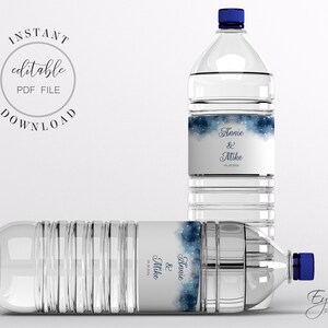 Blue Winter Water Bottle Labels Template Editable Blue Water Label ...
