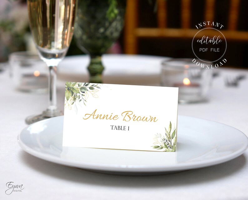 Greenery and Gold Trifold Wedding Program Template Editable - Etsy