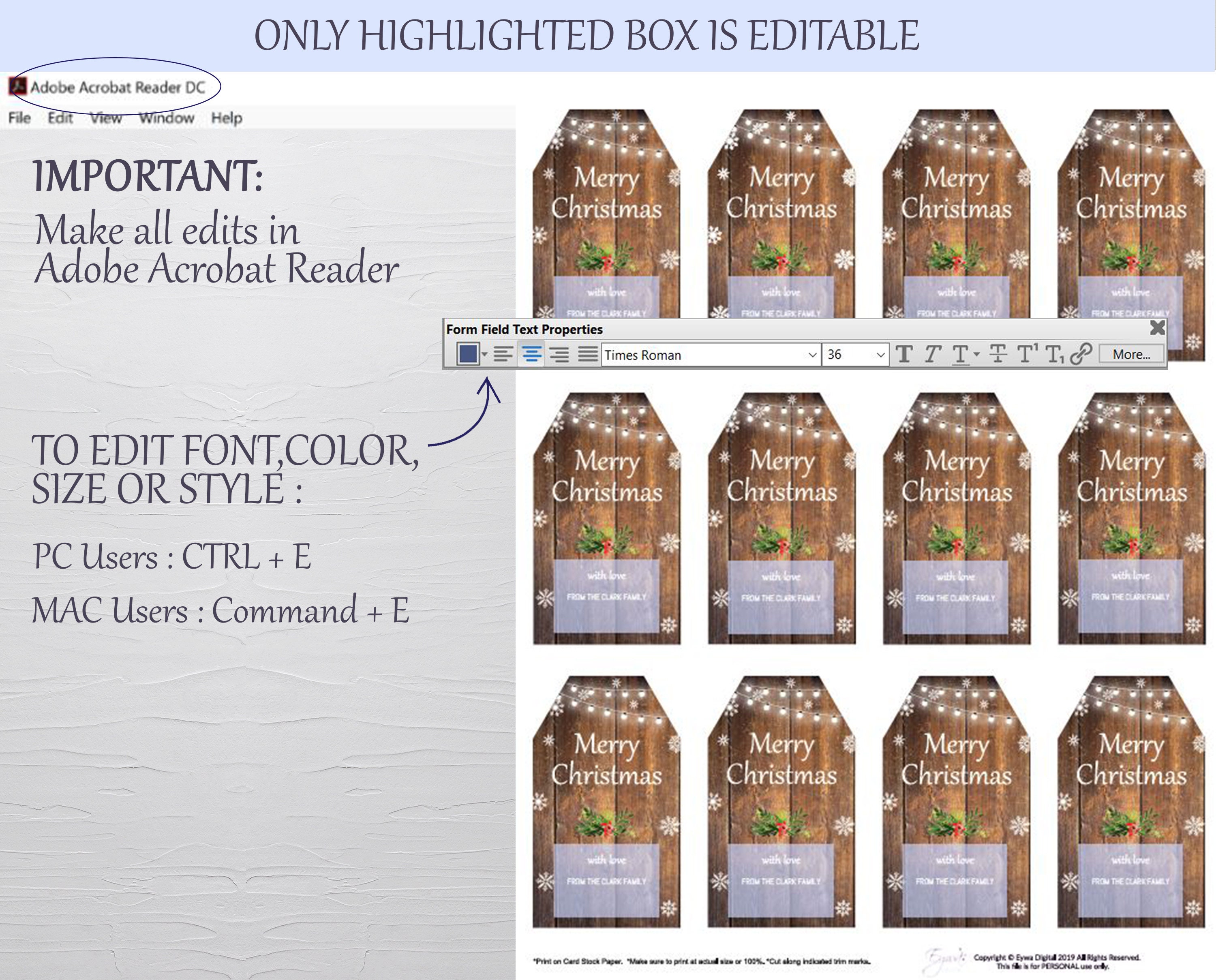 Rustic Christmas Gift Tag Template Printable Christmas Tags - Etsy