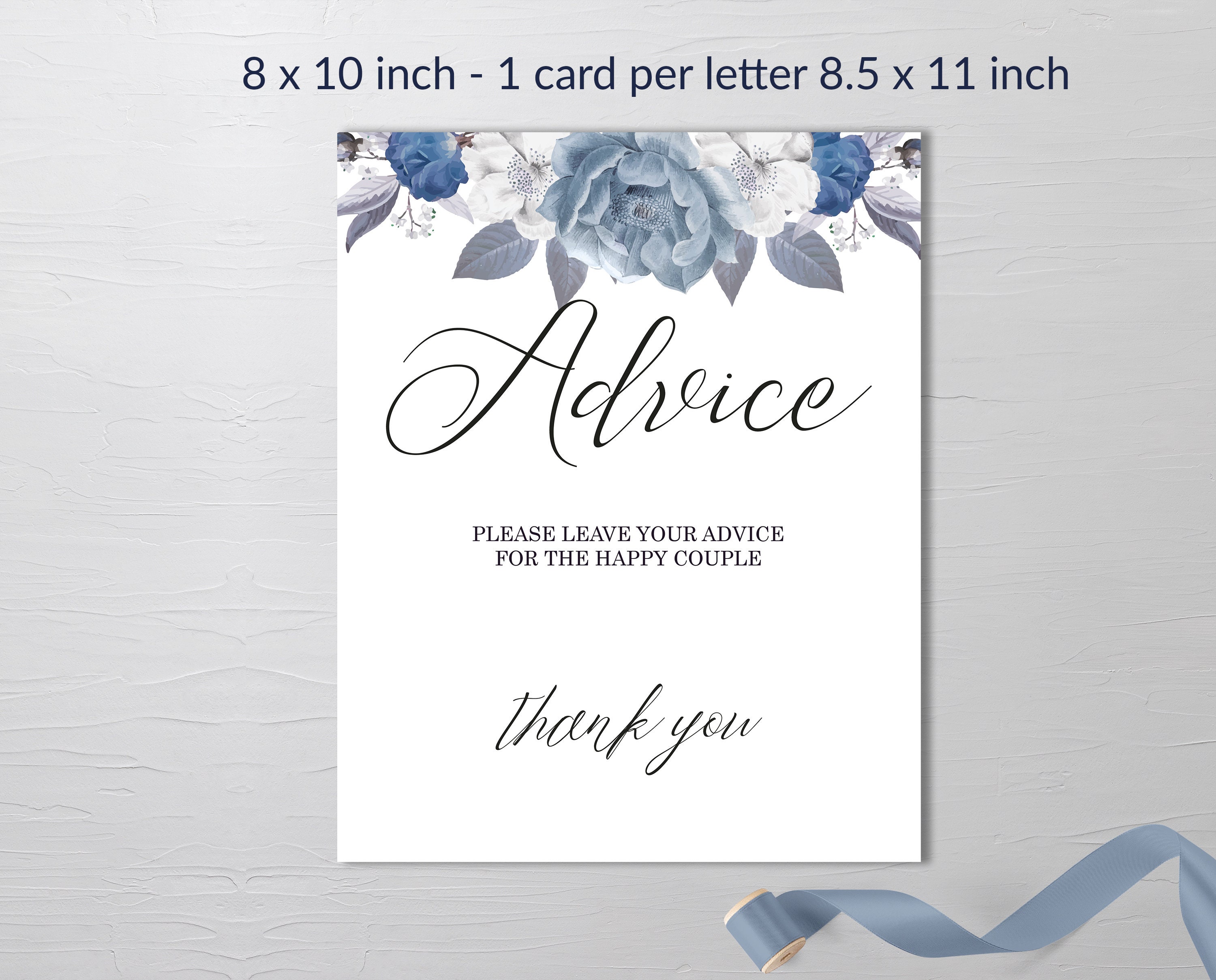Silver and Blue Advice Sign and Cards Wedding Printable Advice - Etsy