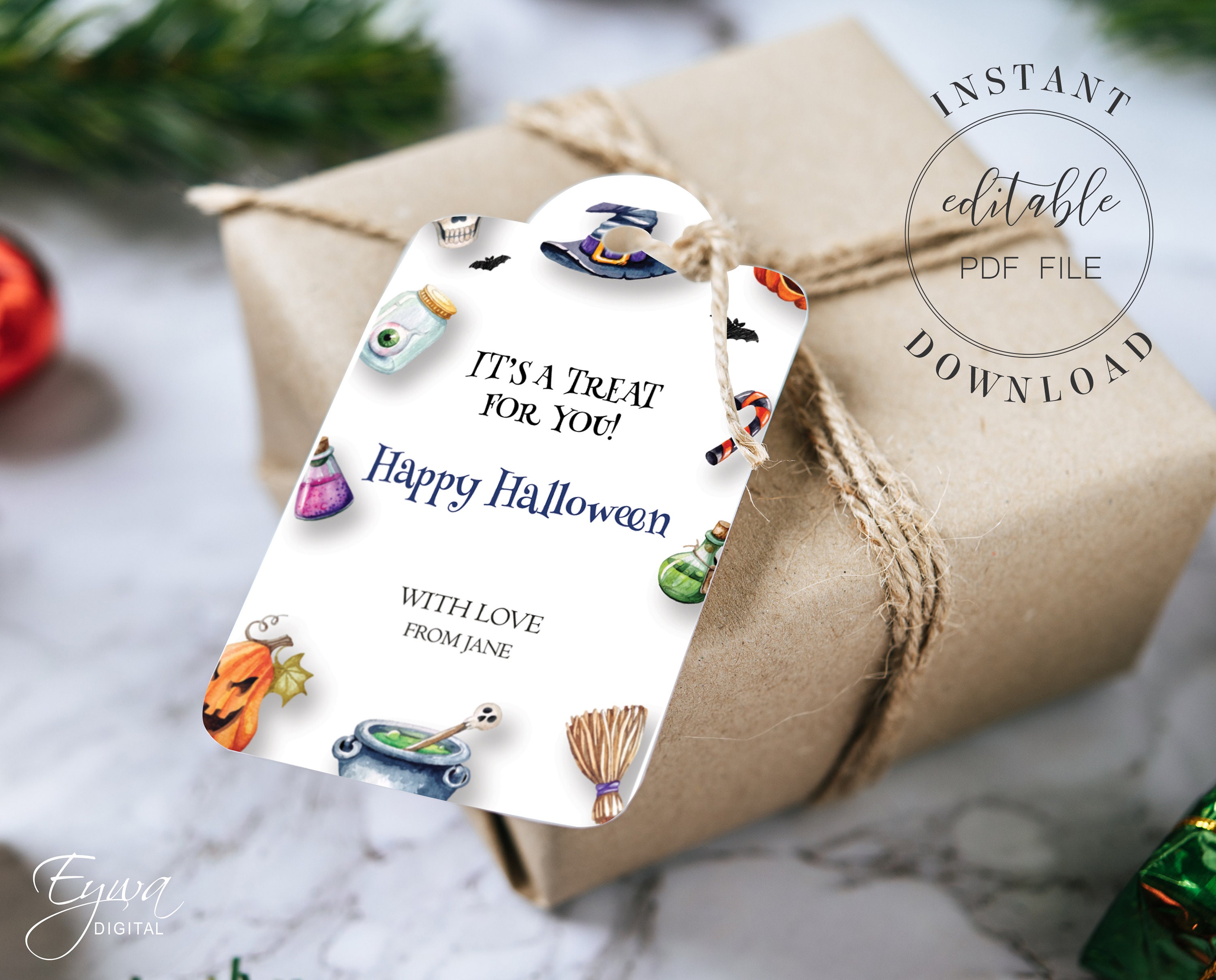 Spooky Halloween Gift Tag Template Trick or Treat Favor Tag - Etsy