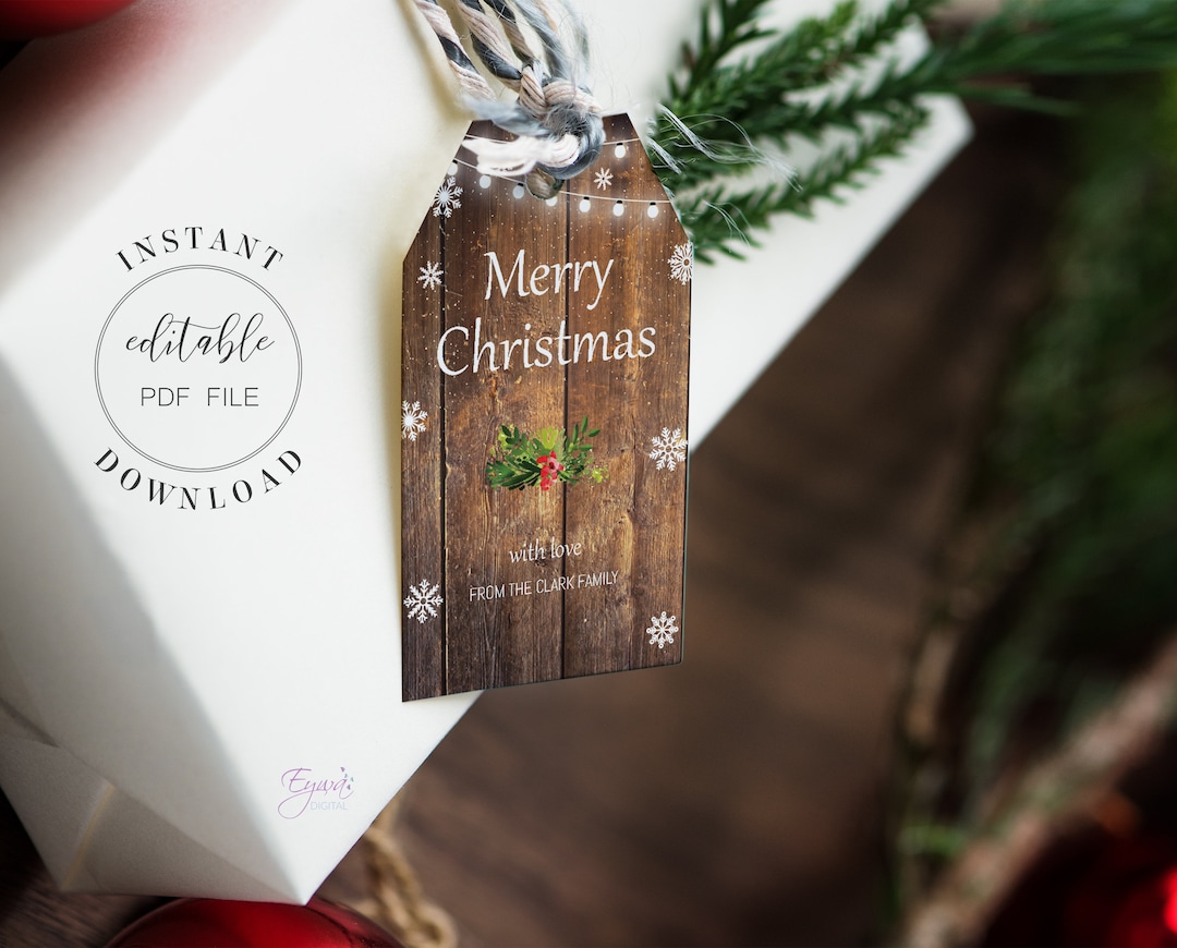 Rustic Christmas Gift Tag Template Printable Christmas Tags - Etsy