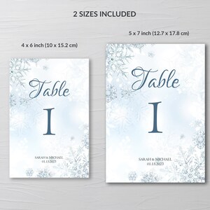 Winter Snowflake Wedding Table Numbers Template (digital Download) - Etsy