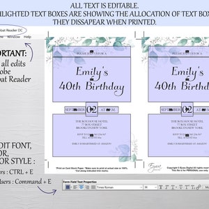 Eucalyptus Greenery Birthday Invitation Template Editable Eucalyptus ...