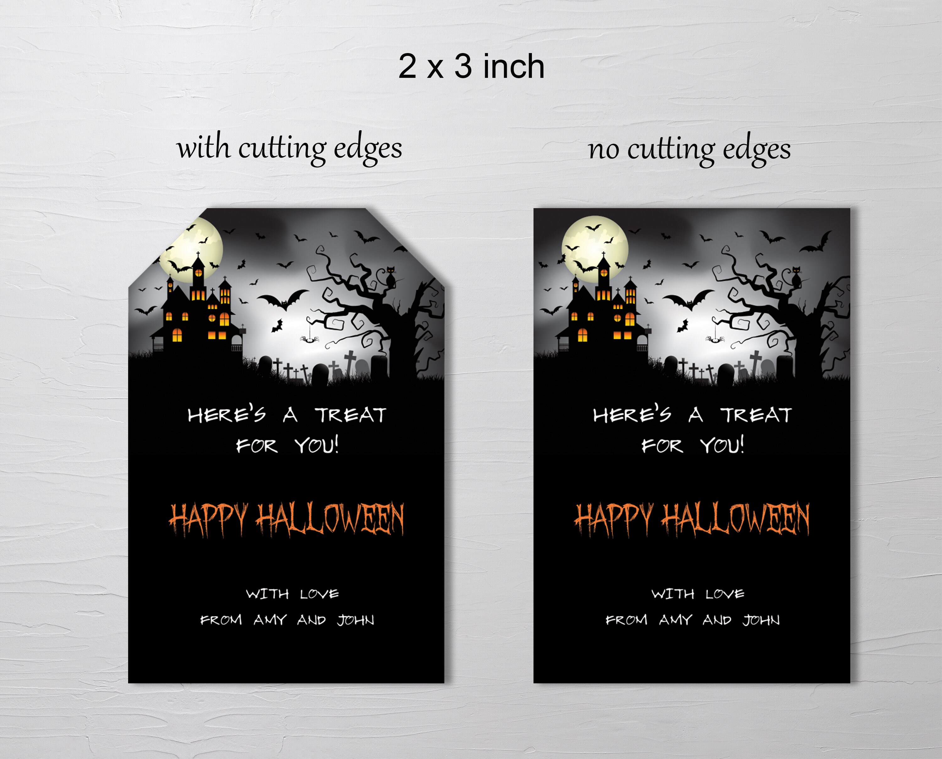 Spooky Halloween Gift Tag Template Black Trick or Treat Favor - Etsy