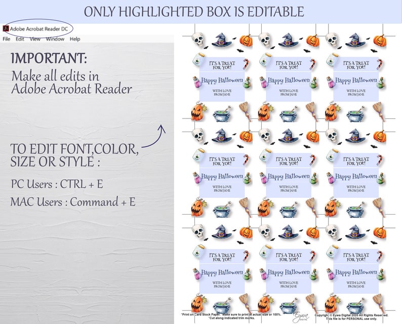 Spooky Halloween Gift Tag Template Trick or Treat Favor Tag - Etsy
