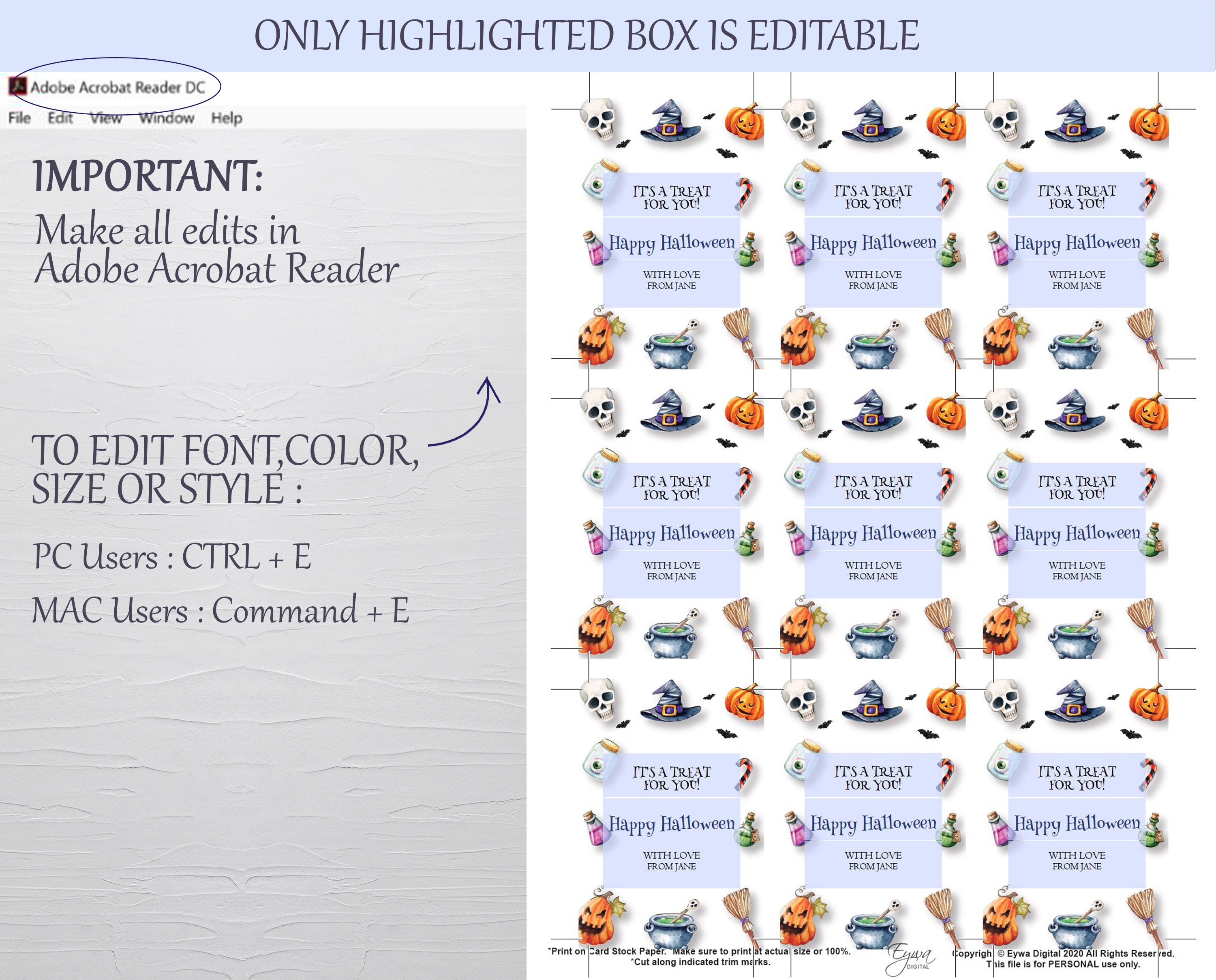 Spooky Halloween Gift Tag Template Trick or Treat Favor Tag - Etsy