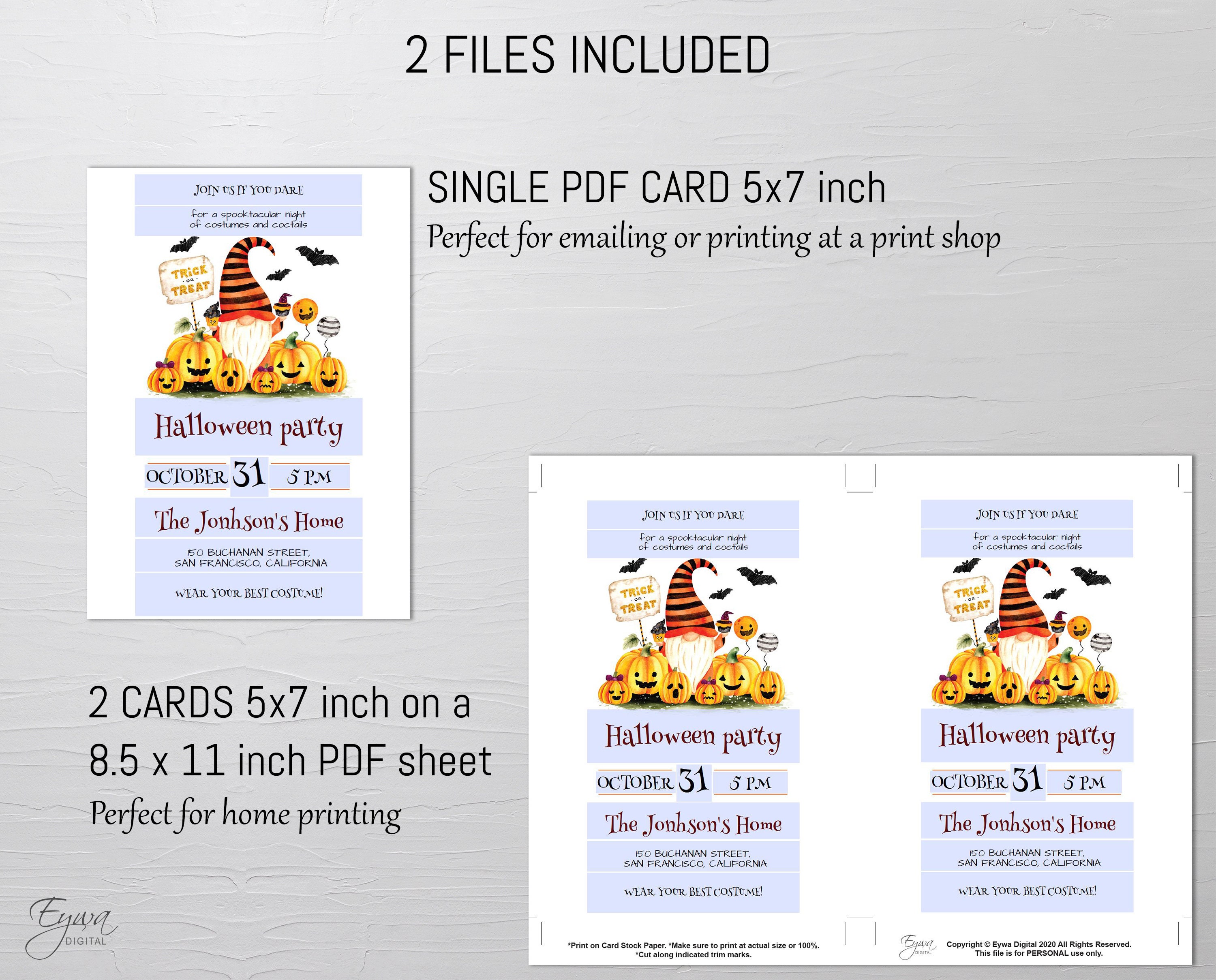 Halloween Gnome Party Invitation Template: Editable Pumpkin Design (PDF ...