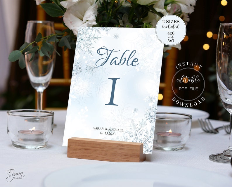 Winter Wonderland Wedding Menu Template Editable Dinner Menu Blue Menu ...