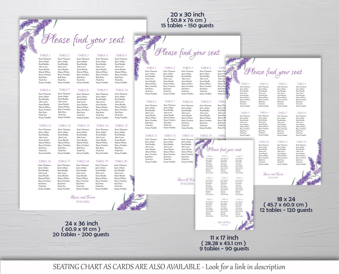 Lavender Wedding Seating Chart Printable Seating Chart - Etsy