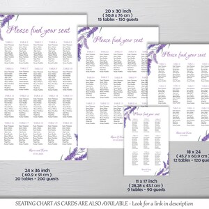 Lavender Wedding Seating Chart Printable Seating Chart Template ...