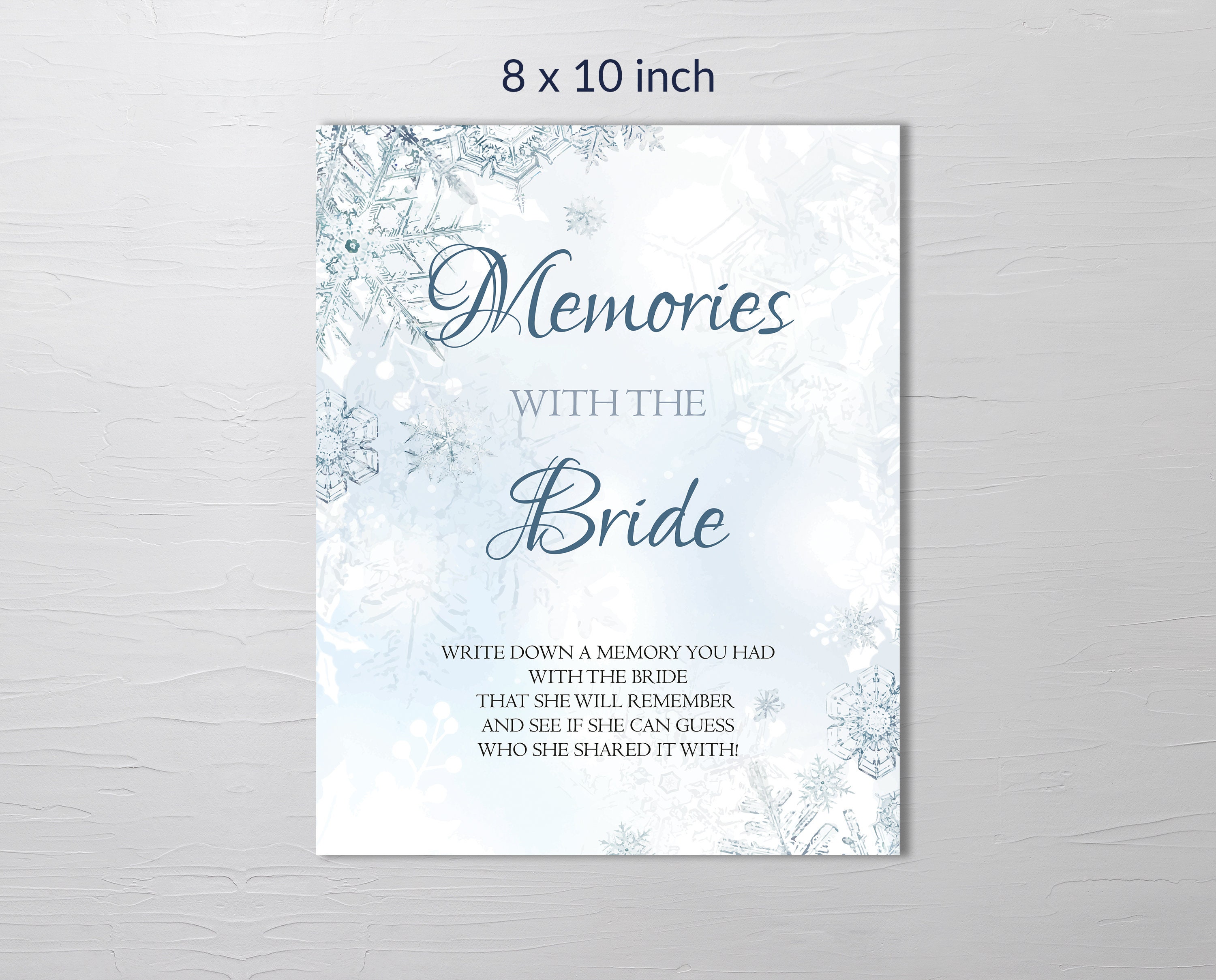 Winter Wonderland Memories With the Bride Sign and Card Game Share a ...