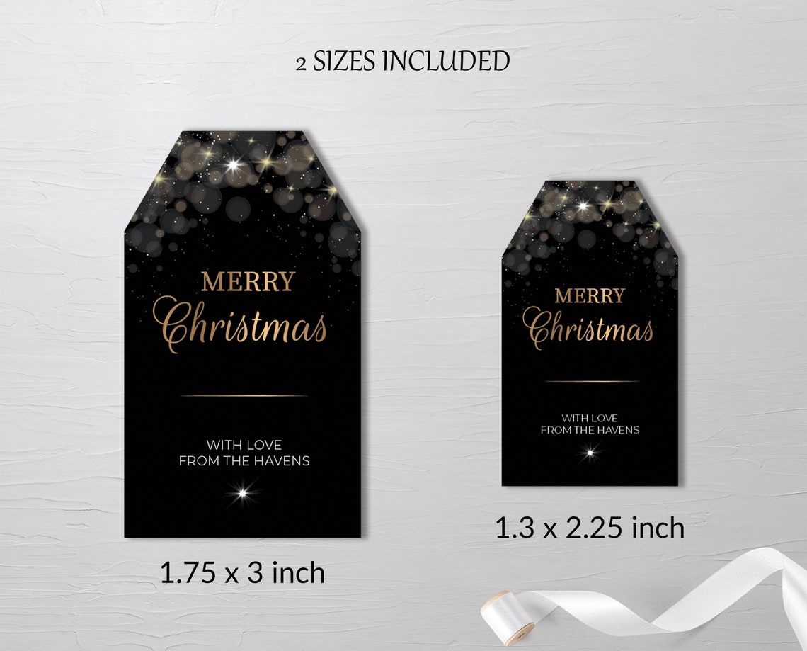 Black and Gold Gift Tag Template Printable Glam Christmas Tags - Etsy