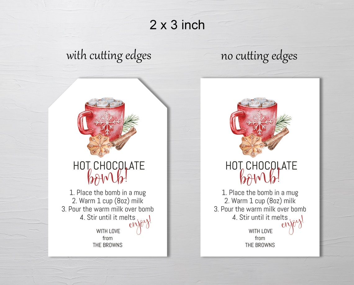 Hot Chocolate Bomb Tag Template Printable Christmas Chocolate Favor ...