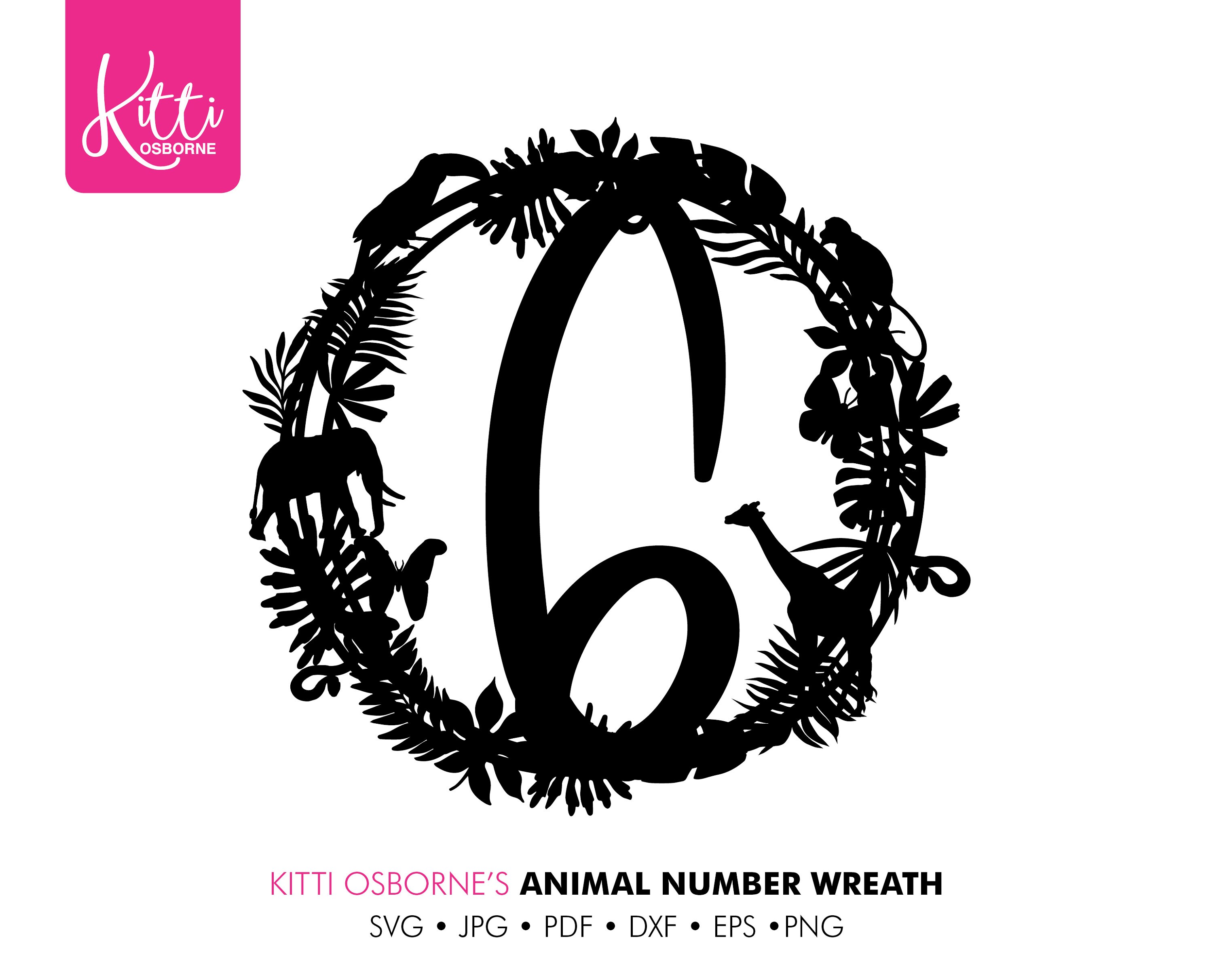 6th Birthday, Animal Number 6 Frame Paper Cut Template Machine Cutting ...