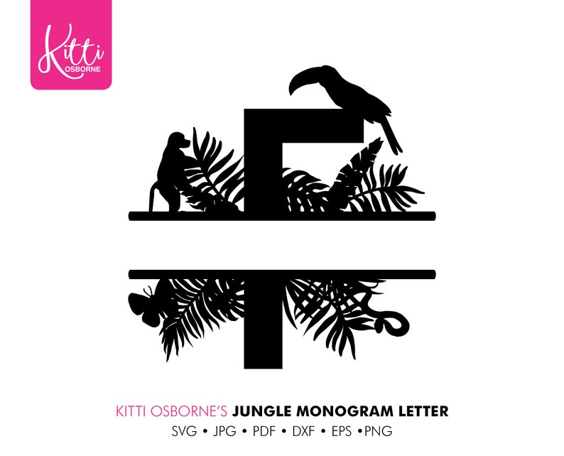 Letter F SVG Jungle Monogram Alphabet. Paper Cut/vinyl - Etsy