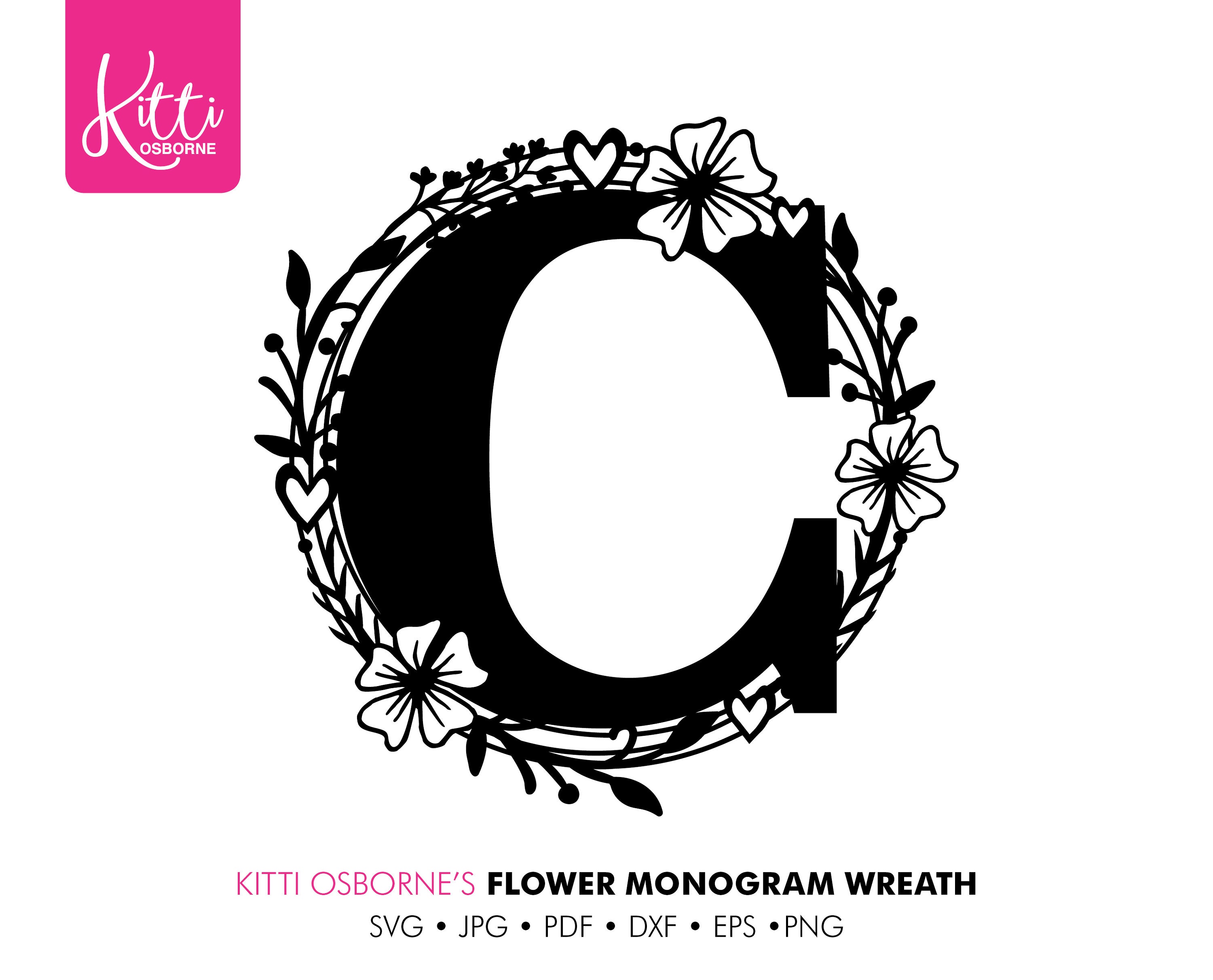 Papercut Template 'monogram Wreath' Letter C Paper Cut Template Machine ...