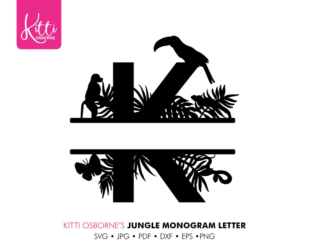 Letter K SVG Jungle Monogram Alphabet. Paper Cut/vinyl Template - Etsy