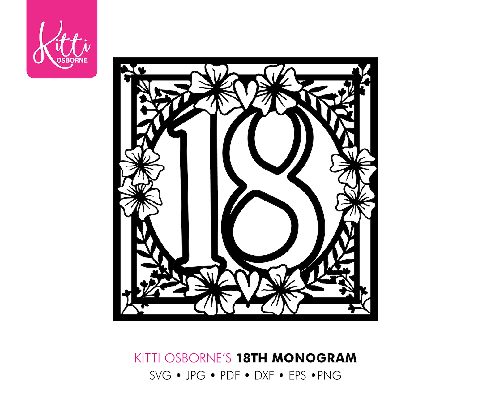 18th Monogram Frame Paper Cut Template Machine Cutting - Etsy UK