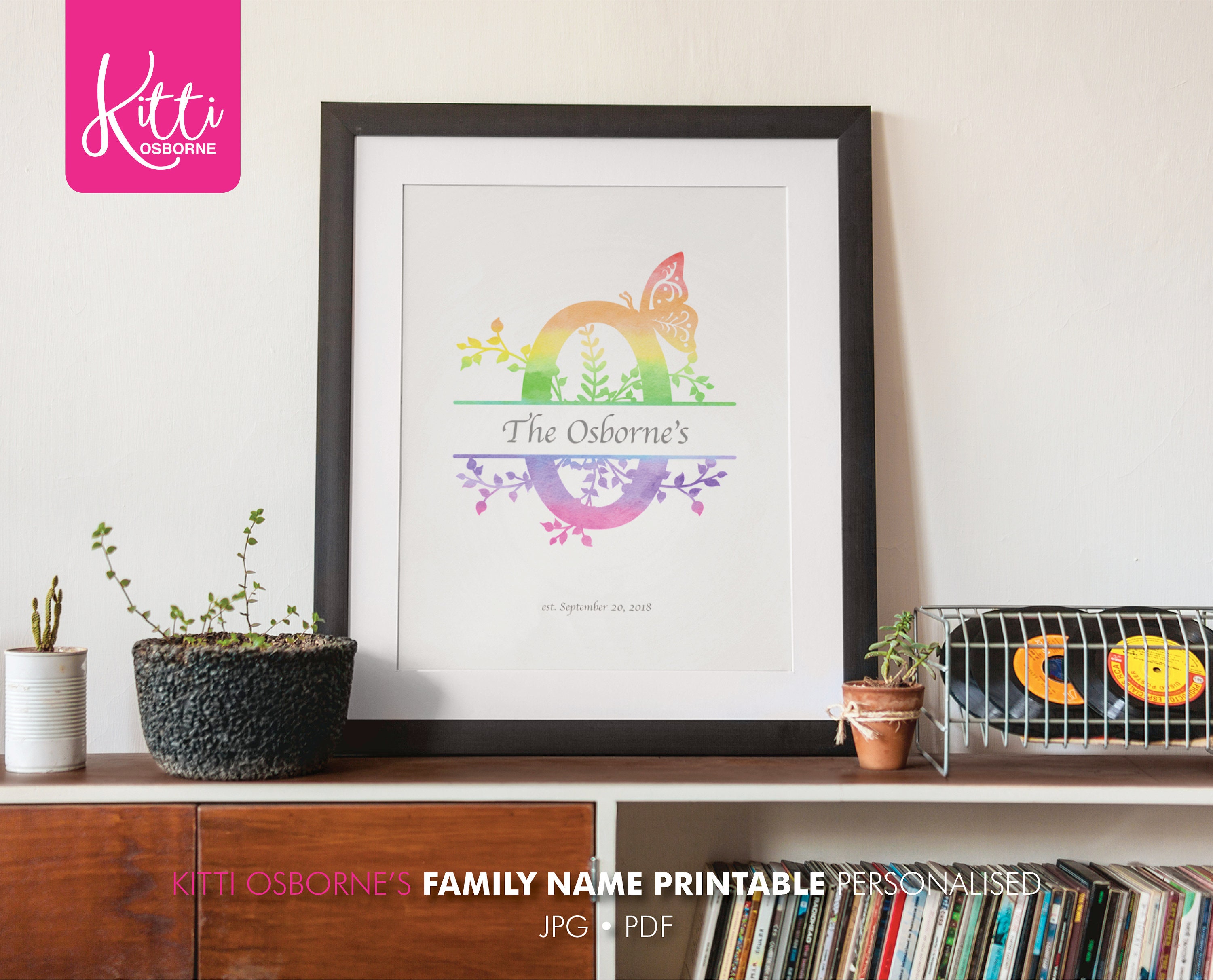 Personalised Family Name Printable Wedding Gift Jpeg PDF Digital Print ...