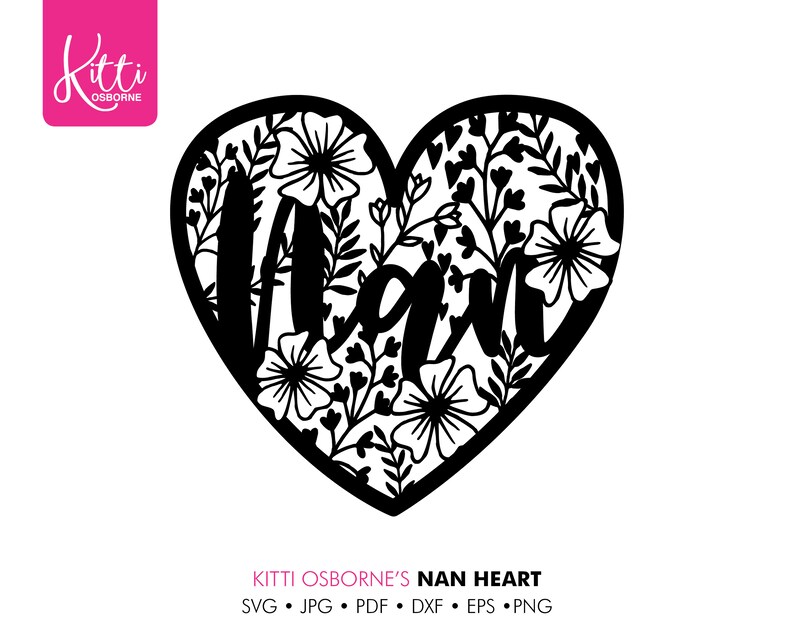 Nan in a Heart Frame Paper Cut Template Machine Cutting SVG - Etsy UK