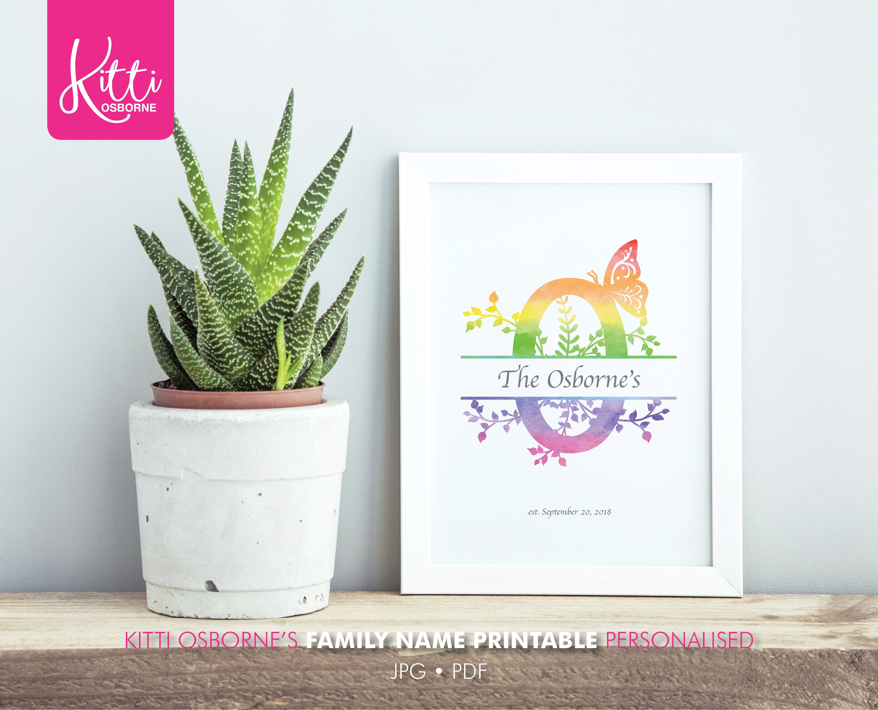 Personalised Family Name Printable Wedding Gift Jpeg PDF Digital Print ...