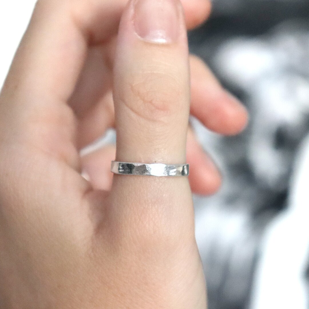 Hammered Textured Ring Band Sterling Silver 3mm Wide Different Sizes ...
