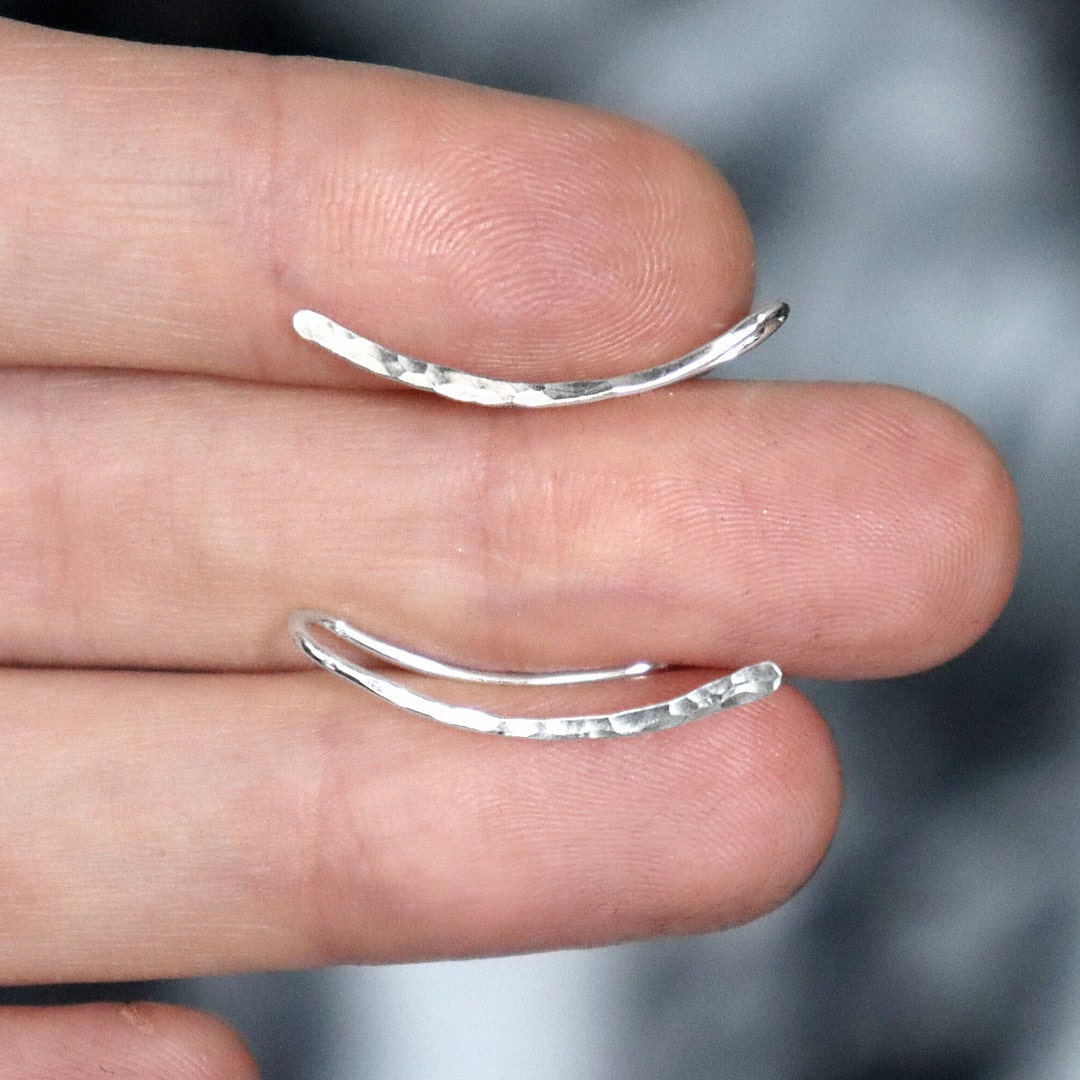Hammered Ear Climbers Pair Sterling Silver | Handmade Ear Accessory ...