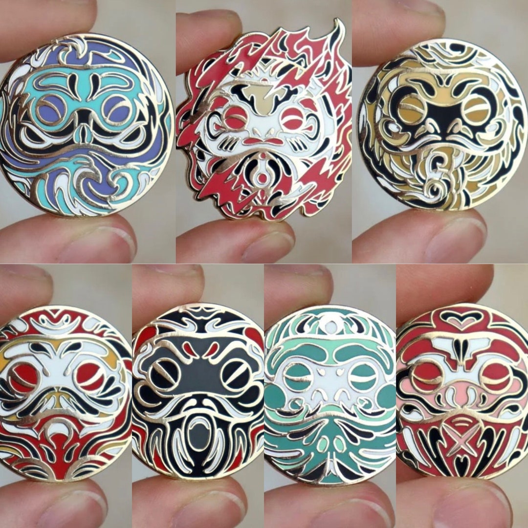 7 Pin Collection | Enamel Pin Inspired by Japanese Culture | Daruma ...