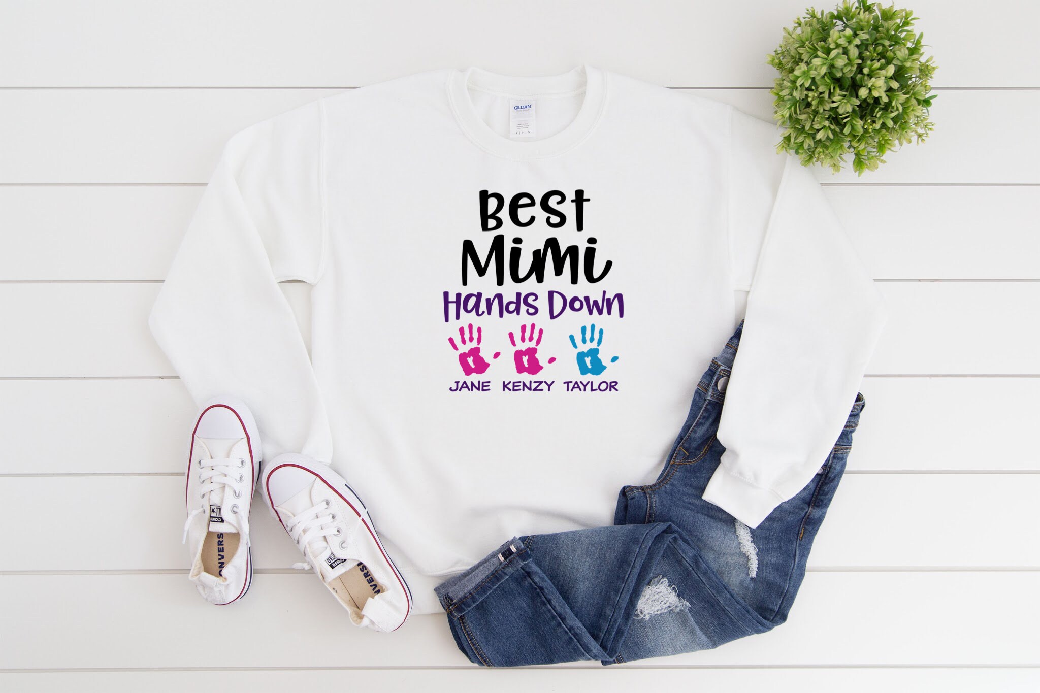 Cute Mimi Sweatshirt/ Fun Grandkids Hand Prints and Names | Etsy