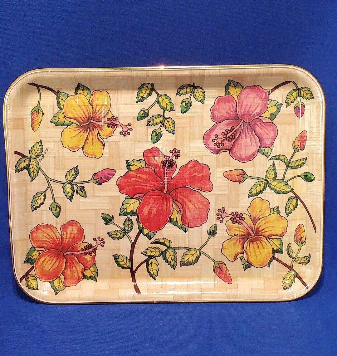 Hibiscus Bamboo Tray - Etsy