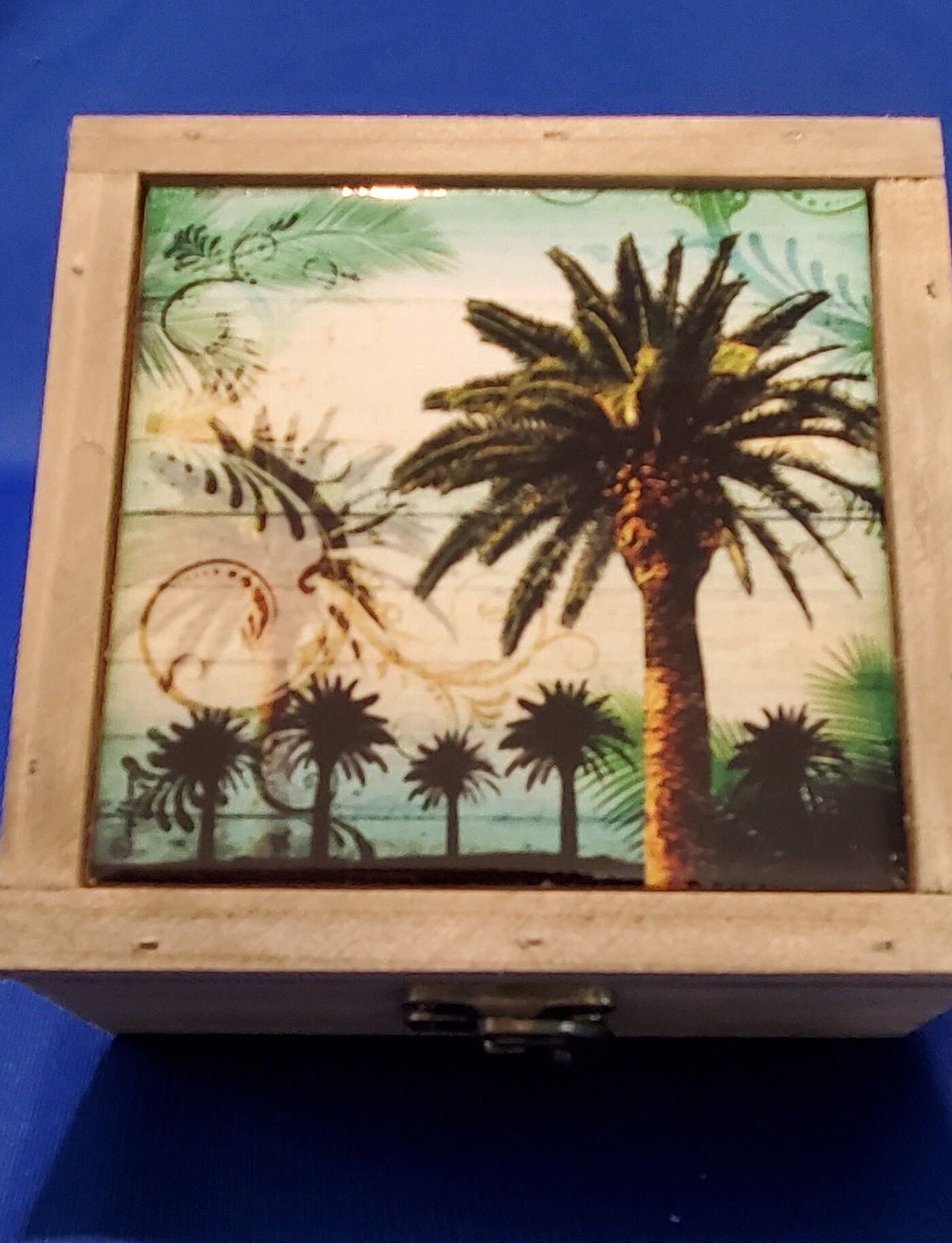 Vintage Palm Trees Trinket Box - Etsy