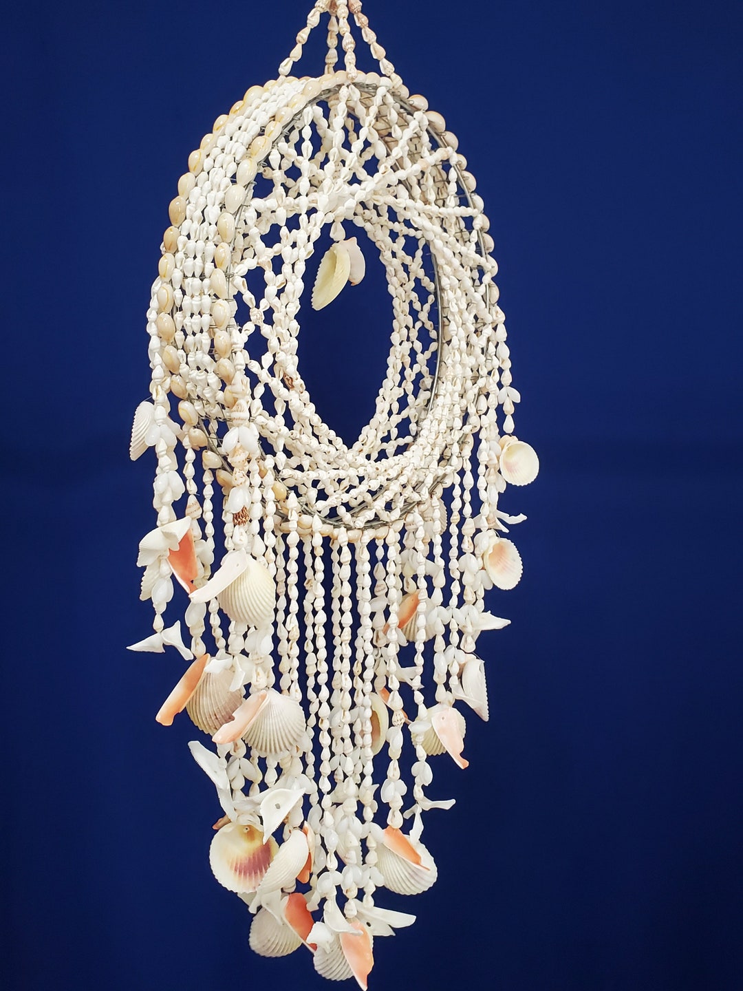 Dream Catcher Moon Shells and Rose Cockle Sea Shell Chandelier - Etsy
