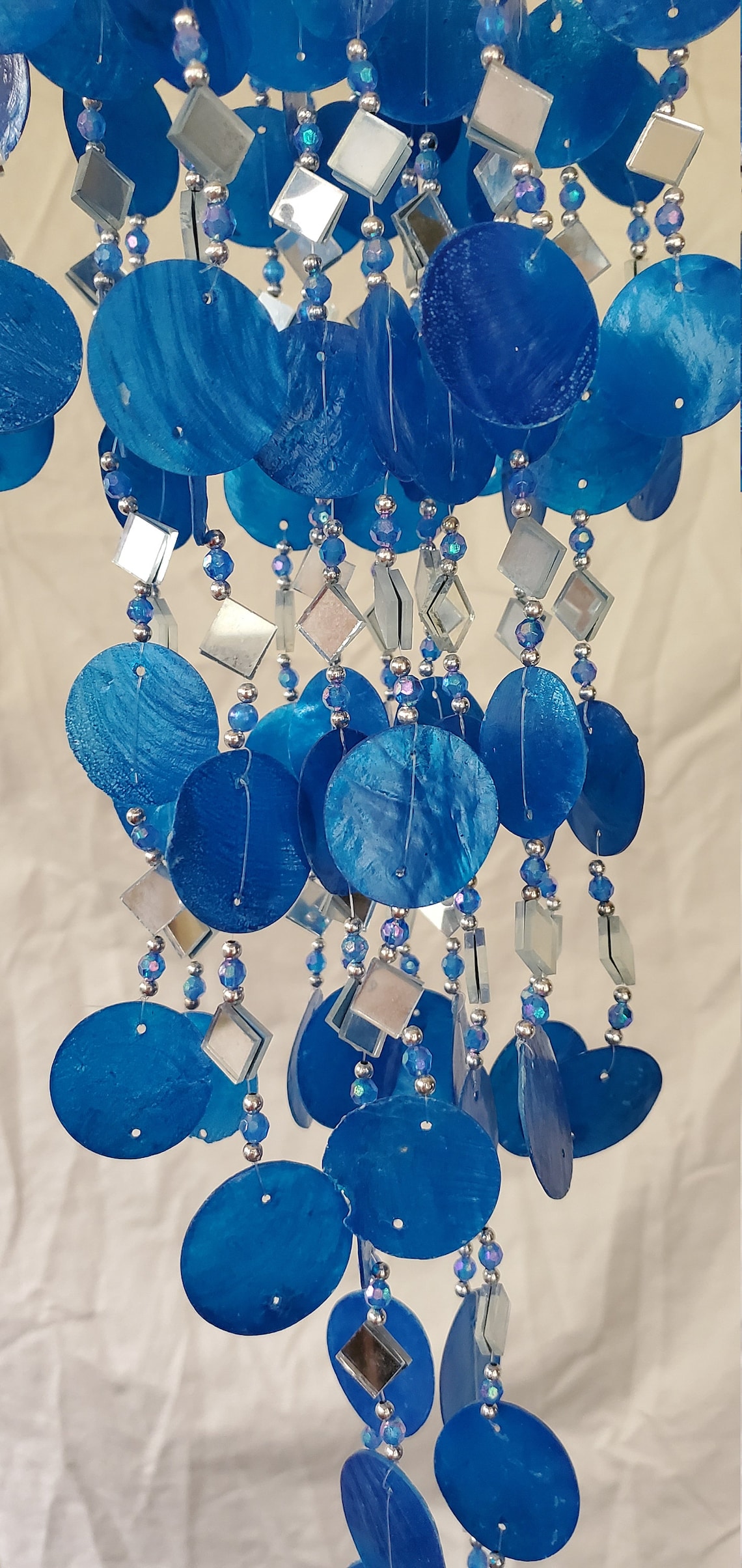 Dark Blue Capiz Shell & Mirror Chime | Etsy