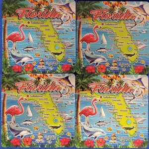 Florida Map Coasters - Etsy