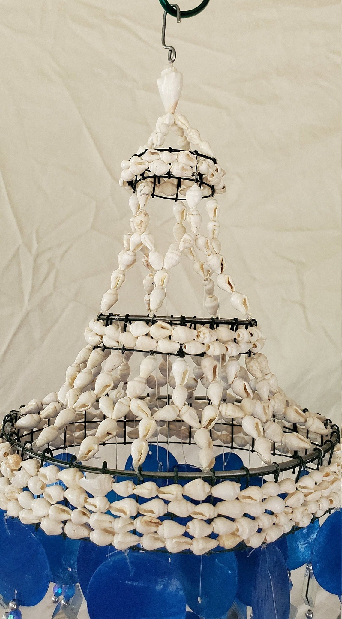 Dark Blue Capiz Shell & Mirror Chime | Etsy