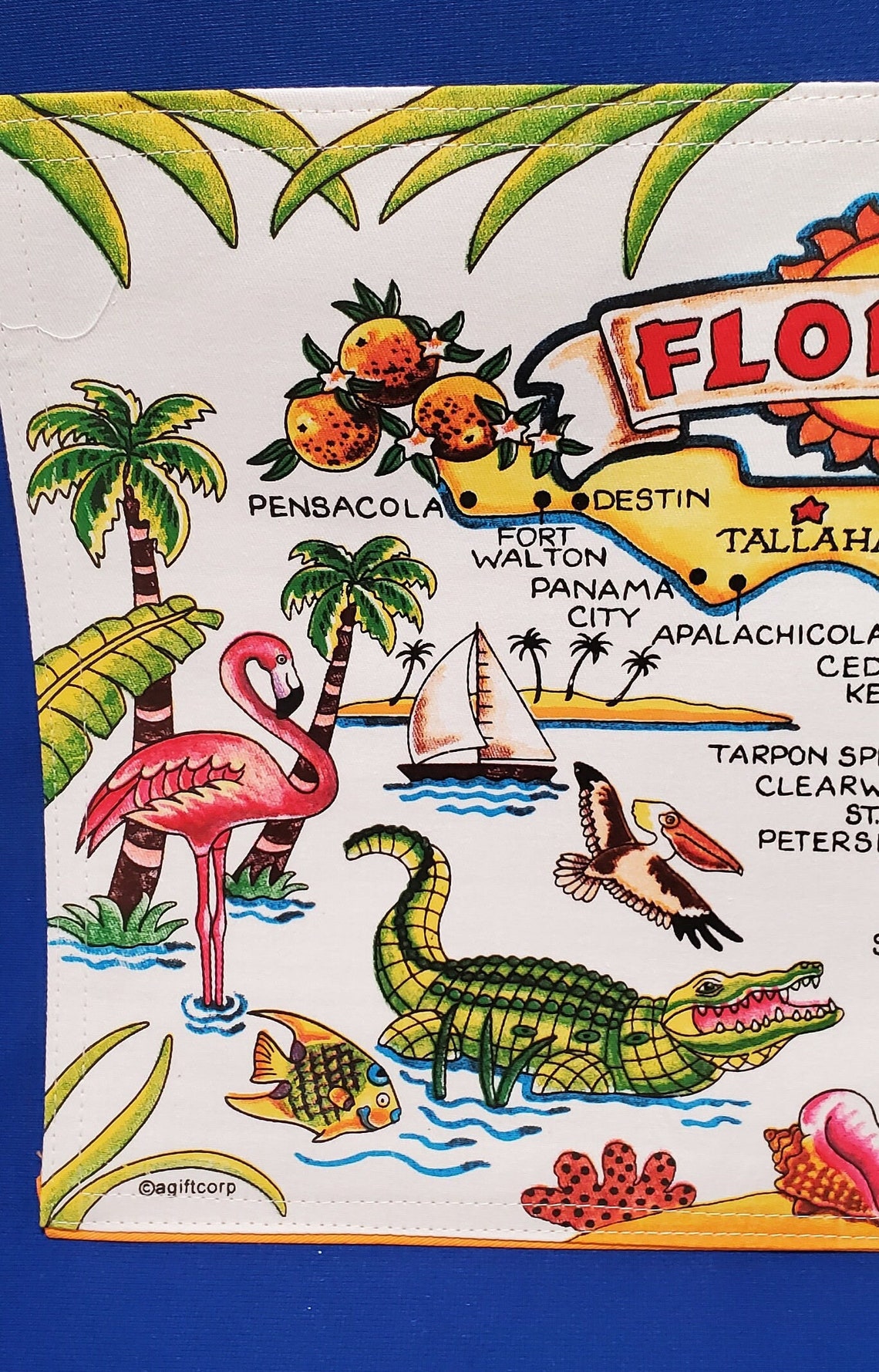 Cotton Placemat With Florida Map - Etsy