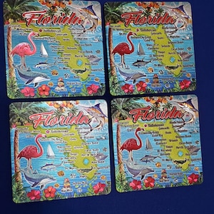 Florida Map Coasters - Etsy