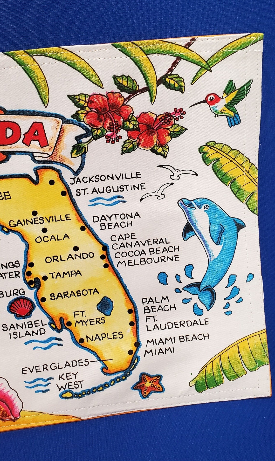 Cotton Placemat With Florida Map - Etsy