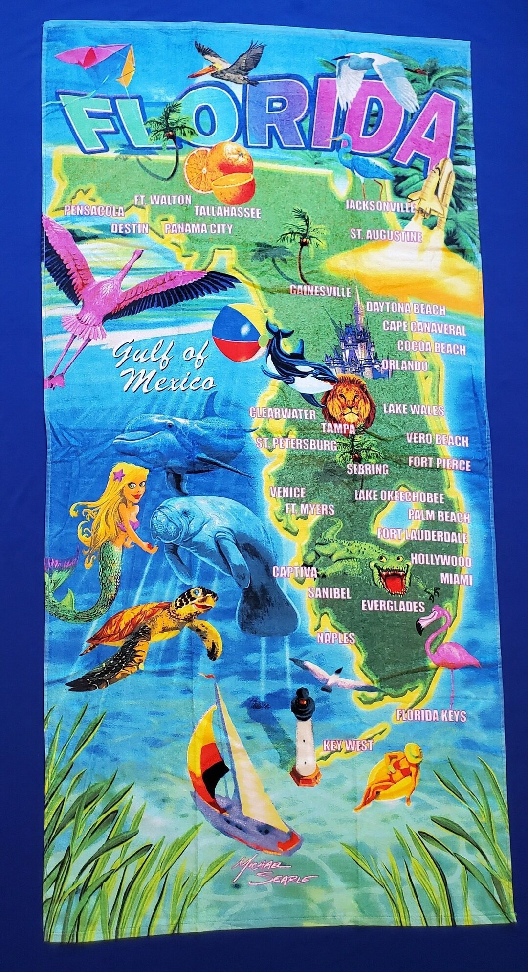 Florida Map Beach Towel - Etsy