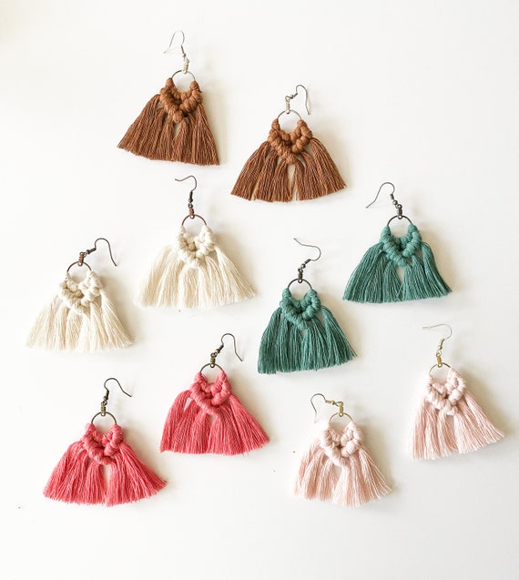 Small Dangle Macrame Earrings / Boho Earrings / Custom - Etsy