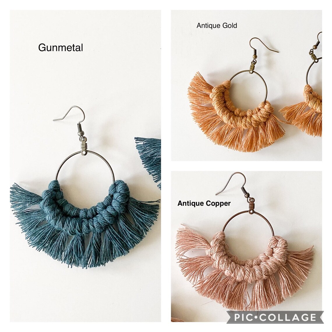 Round Macrame Earrings / Boho Earrings / Custom Earrings / Fringe ...