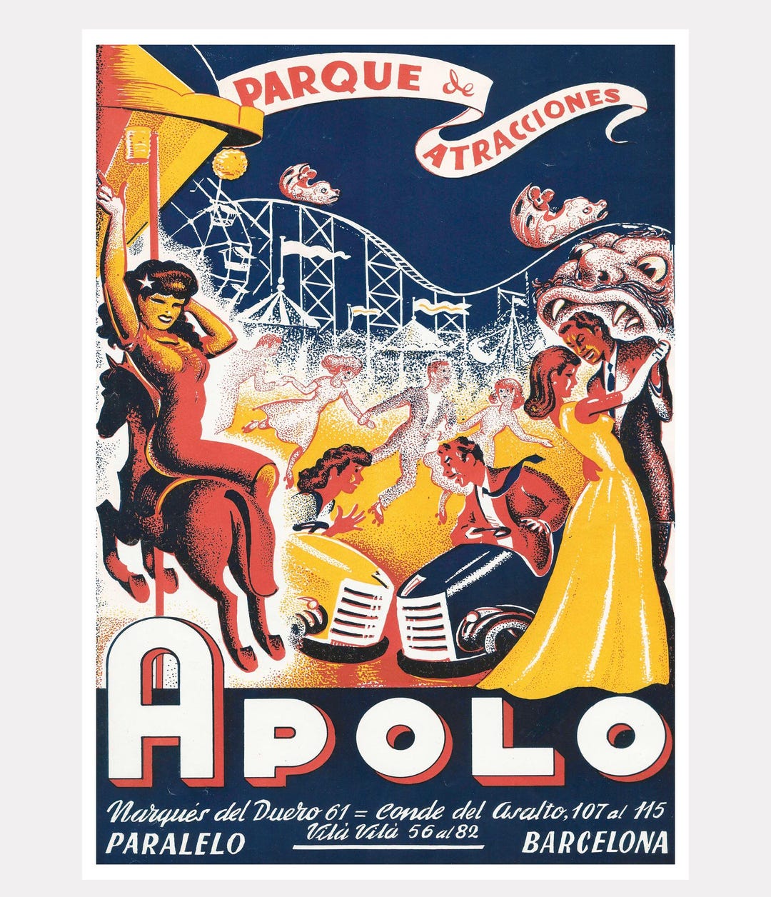 Apolo Barcelona Poster 50x70 Mid Century Art Theme Park - Etsy