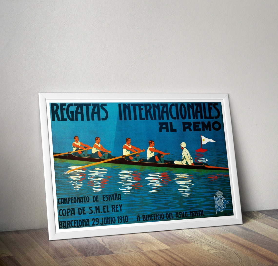 Rowing Art 50x70 Poster Landscape, Print From Real Club Barcelona - Etsy