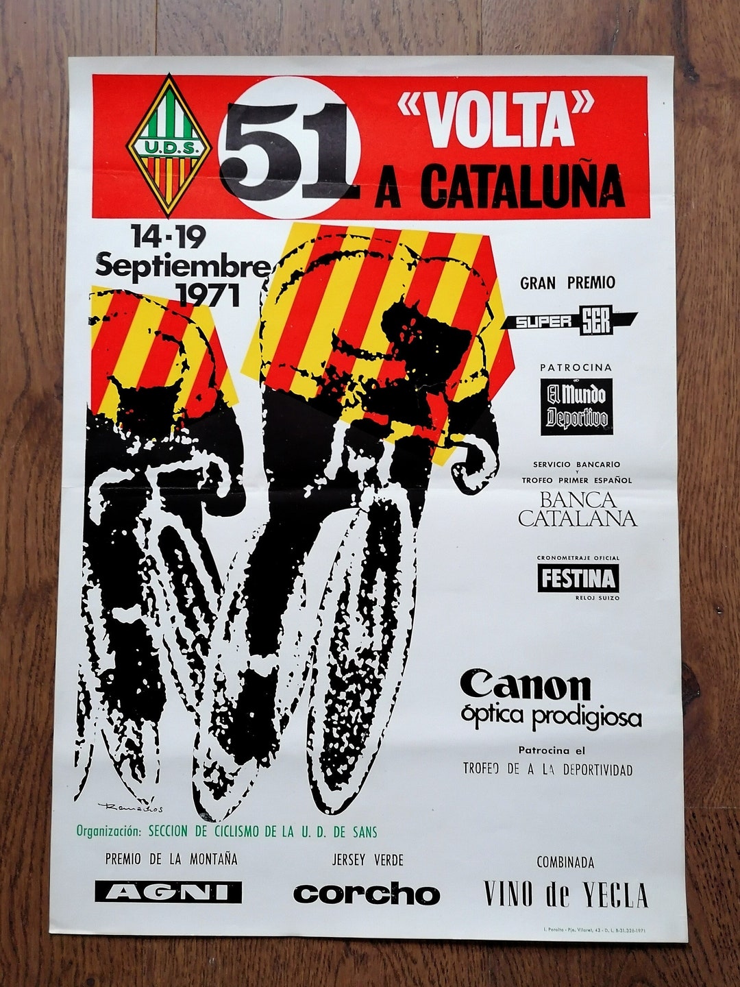 1971 Bicycle Race Art From La Volta Poster Catalan Tour - Etsy