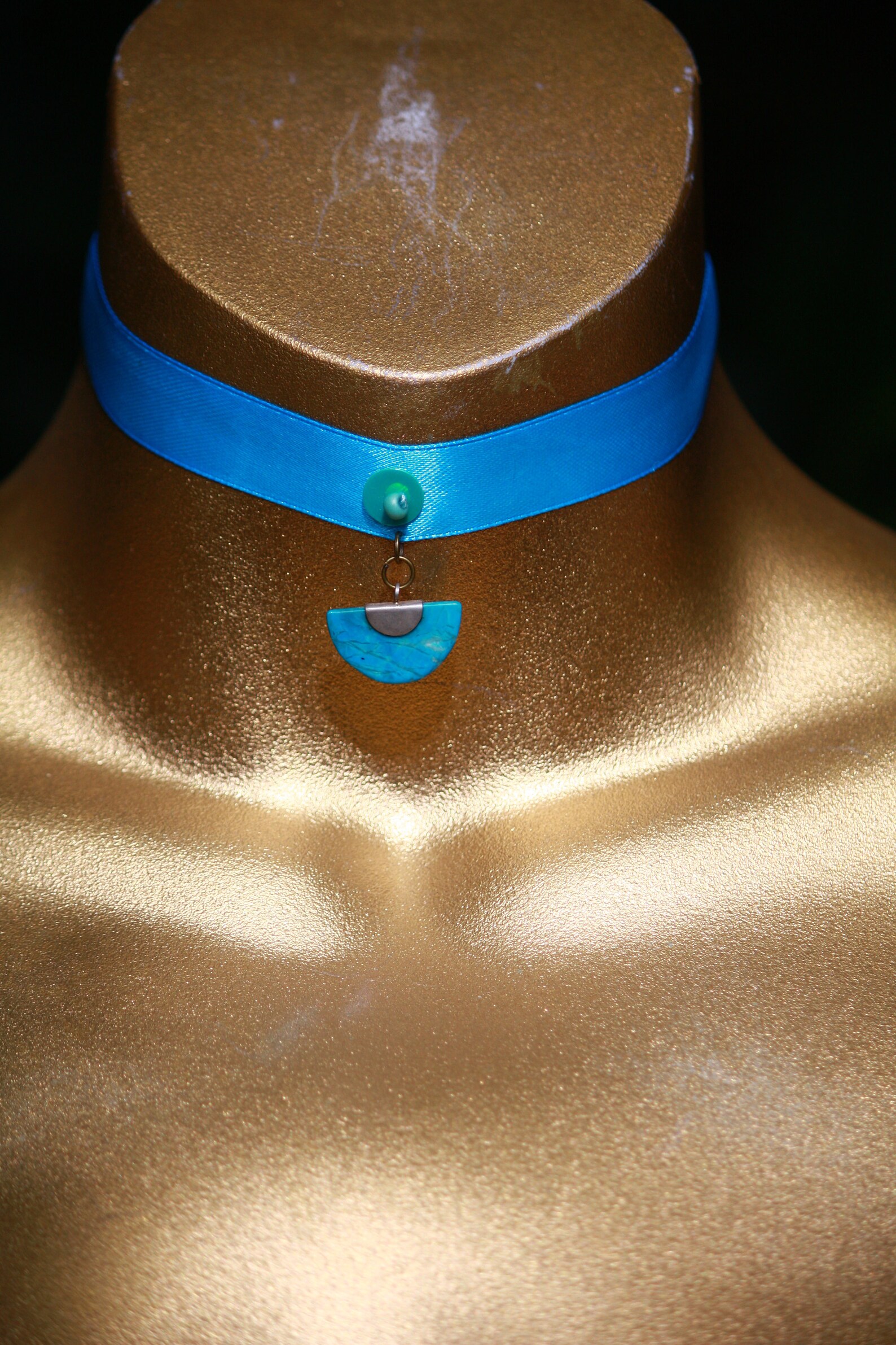 Handmade Choker Turquoise Satin 15mm Ribbon With a - Etsy