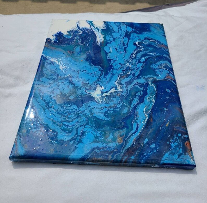 Blue Ocean Fluid Painting-acrylic Ocean Painting -"aerial Views", 11 ...