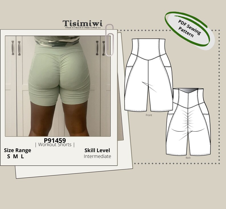Women's Workout Shorts PDF Sewing Pattern P91459 Booty - Etsy