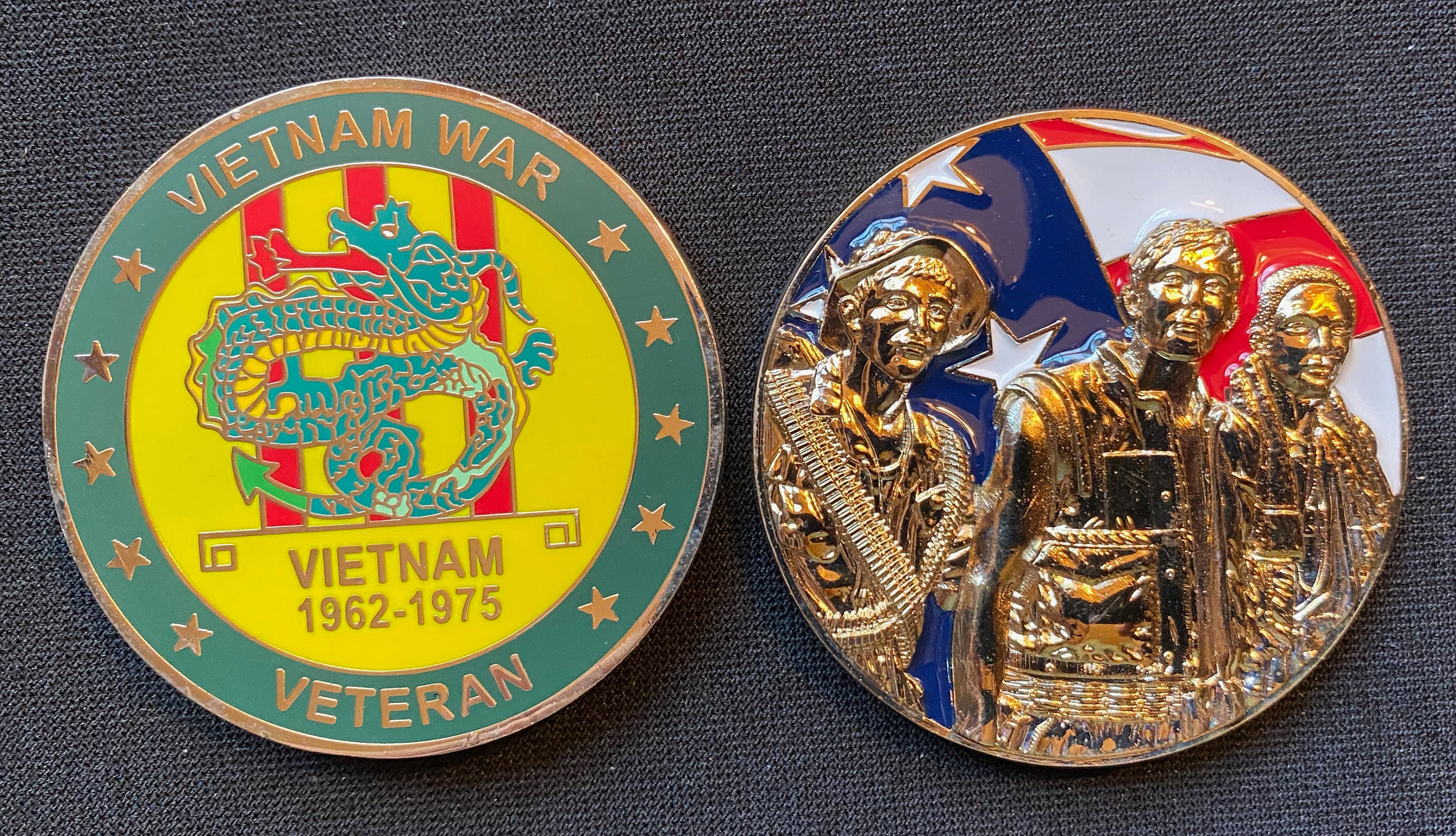 Vietnam Veteran Challenge Coin Featuring National Monument Statues ...