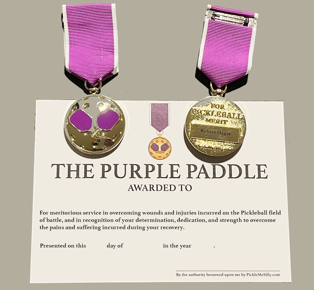PICKLEBALL PURPLE PADDLE Medal Award and Citation for Presentation to ...